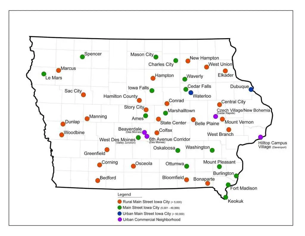 Map of Iowa Cities in USA | Iowa Road Map
